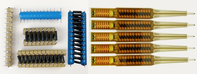 Small overall design high voltage capacitor stacks and diode module